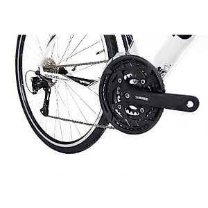 Tommaso La Forma Aluminum & Carbon Mens Hybrid Bike Women Road Bicycle Adult Bike Womens Hybrid Bikes City Bike Commuter Bike Mens Bike Touring Flat Bar Hybrid Bicycle - White - Large 58cm