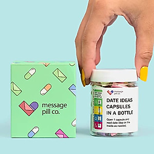 MESSAGE PILL CO. Date Ideas Capsules in a Bottle (50pcs) - Bridal Shower Gift and Registry Wedding Gifts. Anniversary, Dating, Newlyweds or Long Time Married Couples Gifts