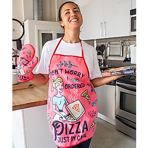 Don't Worry I Ordered Pizza Just in Case Funny Cooking Humor Graphic Novelty Kitchen Accessories Funny Graphic Kitchenwear Funny Food Novelty Cookware Red Oven Mitt