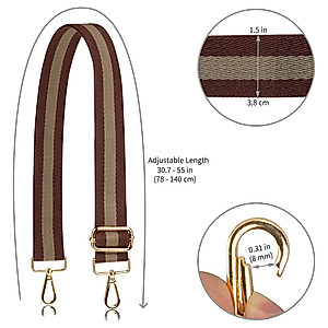 Allzedream Purse Strap Replacement Crossbody Handbag Stripe Wide Adjustable (Chestnut)