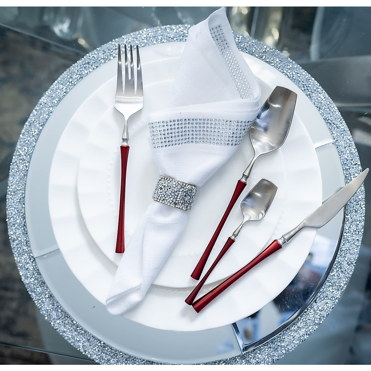 EdensDECOR Silverware Set, 24pcs Modern Flatware, Mirror Polish Stainless Steel Flatware (SILVER, 24)