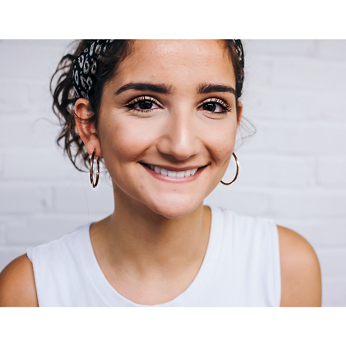 Large 14K Rose Gold Tube Hoop Earrings with Click-Down Clasp, 1.6 In (40mm) (3mm Tube)