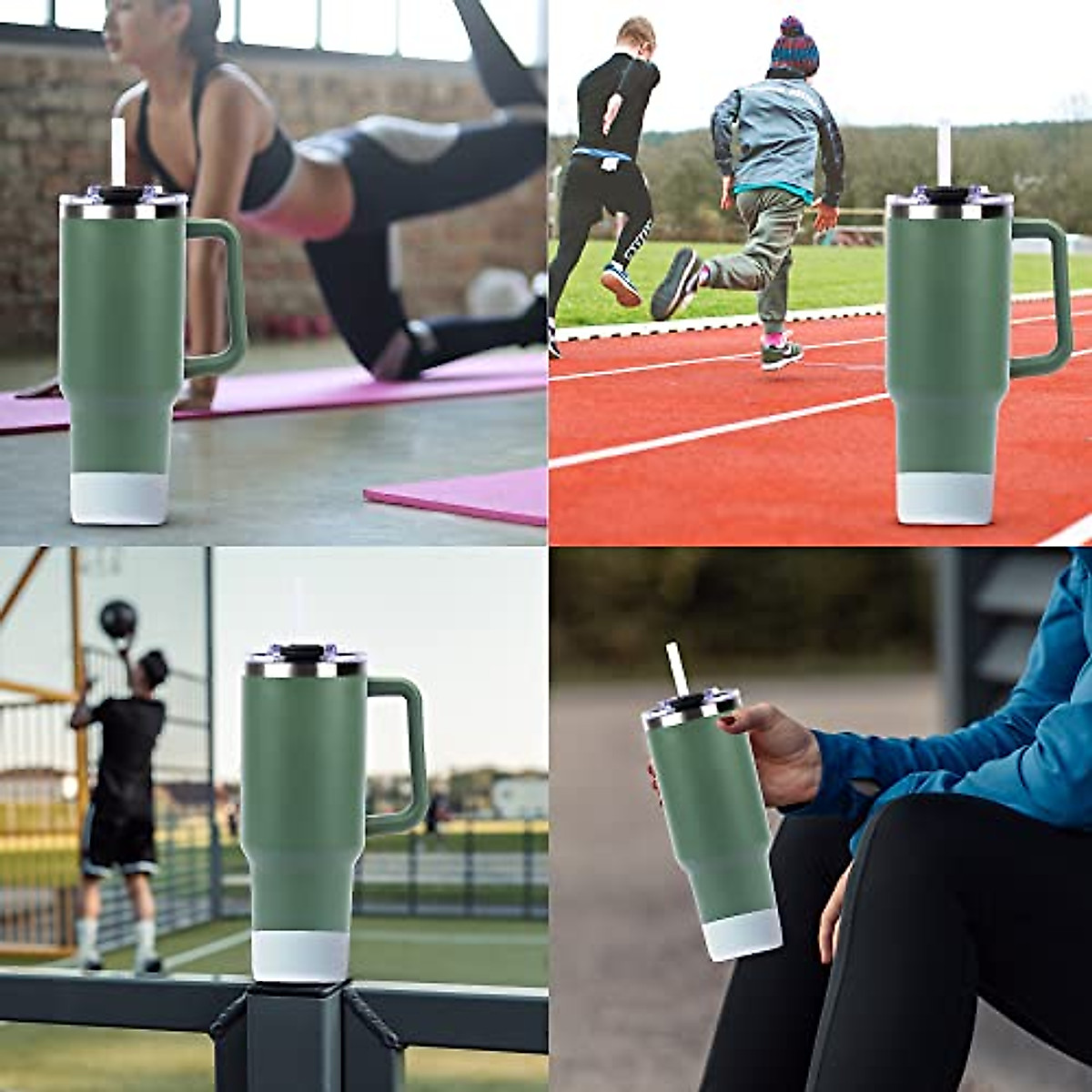 COMFORING Stanley Lid Replacement 40 oz Tumbler with Handle Stanley Adventure Quencher Cup Accessories Including Silicone Boot Sleeve and Straws (Clear)