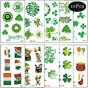 St Patricks Day Tattoos 10 Sheets 60+ Styles Shamrock Tattoos St. Patrick's Day Accessories Party Favors Decorations-A HIT for Your Event
