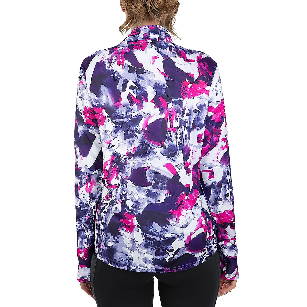 Tanst Sky SPF Shirts for Women Long Sleeve, Quarter Zip Pullover Yoga Jackets Fashion Ladies Workout Athletic Tops Running Hiking Activewear Tie Dye X-Large