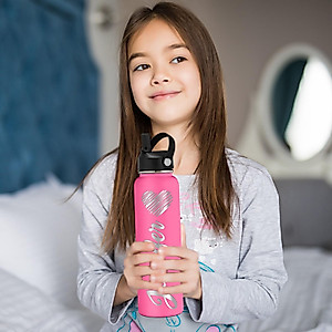 kioskbanks Personalized Water Bottles with Straw 24oz Custom Engraved Water Bottle for School Customized Name Double Wall Insulated-Pink