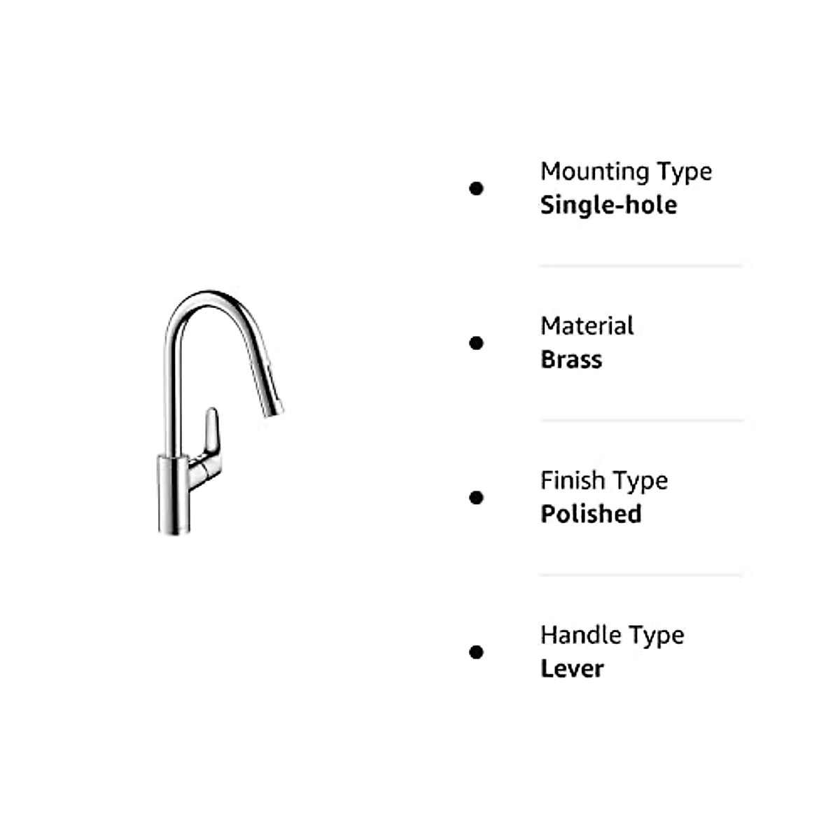 hansgrohe Focus Chrome High Arc Kitchen Faucet, Kitchen Faucets with Pull Down Sprayer, Faucet for Kitchen Sink, Magnetic Docking Spray Head, Chrome 04505000