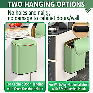 WAYCOM 2.1 Gal Compost Bin Kitchen for Counter Top or Under Sink,Compost Bin Stainless Steel Hanging Compost Bin with Lid for Cupboard/Bathroom/Bedroom/Office,Indoor Compost Bucket