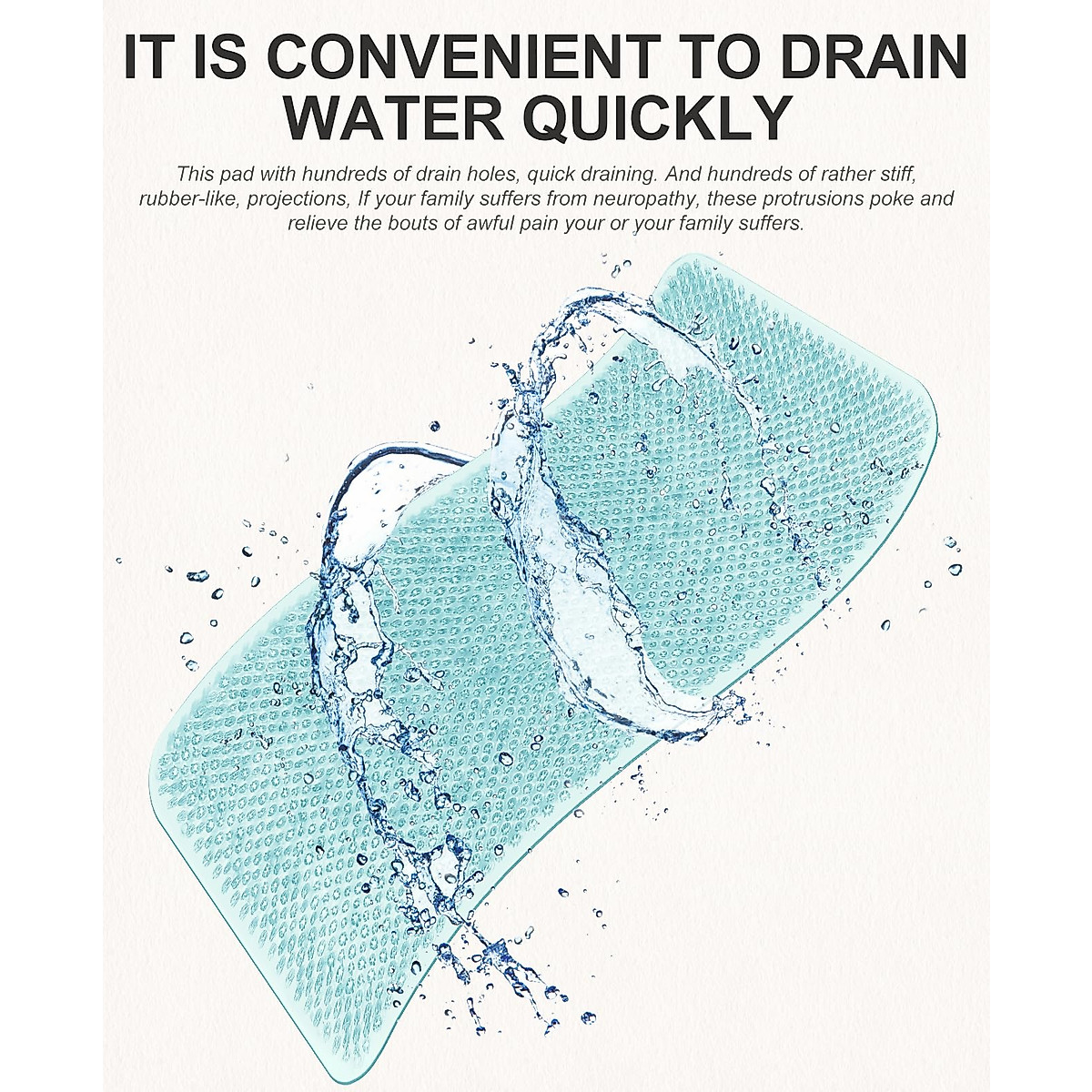 OTHWAY Non Slip Grassy Bathtub Mat : 25.6X13.4 Inches Sturdy But Soft Bath Mat_Quick Drain Shower Floor Mat with Soft Bristles for Scrubbing Feet (Light Blue)