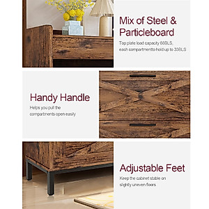 Hooseng Shoe Cabinet, Wooden Shoes Rack Shoe Storage Cabinet with 2 Flip Drawers & 1 Small Drawer Small Shoe Rack Organizer Freestanding Tipping Bucket Shoe Rack for Entryway, Hallway, Rustic Brown