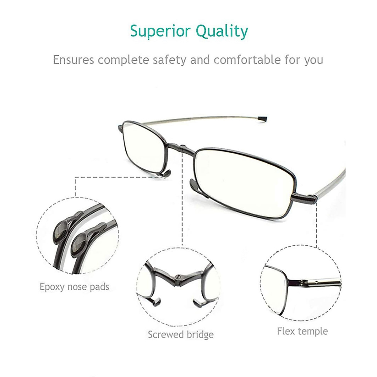 sevenplus 2 Pack Reading Glasses Blue Light Blocking, Anti UV Glare, Foldable Computer Spring Hinge Readers for Women Man 2.0X