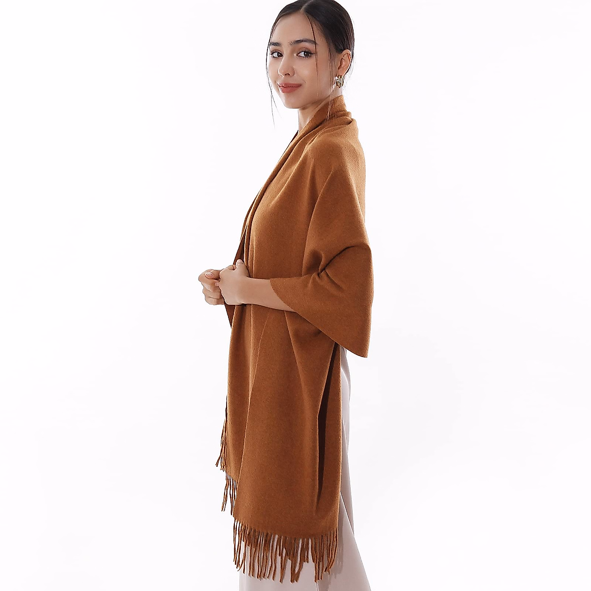 RIIQIICHY Winter Scarf for Women Caramel Pashmina Shawls Wraps for Evening Dresses Large Warm Soft Scarves