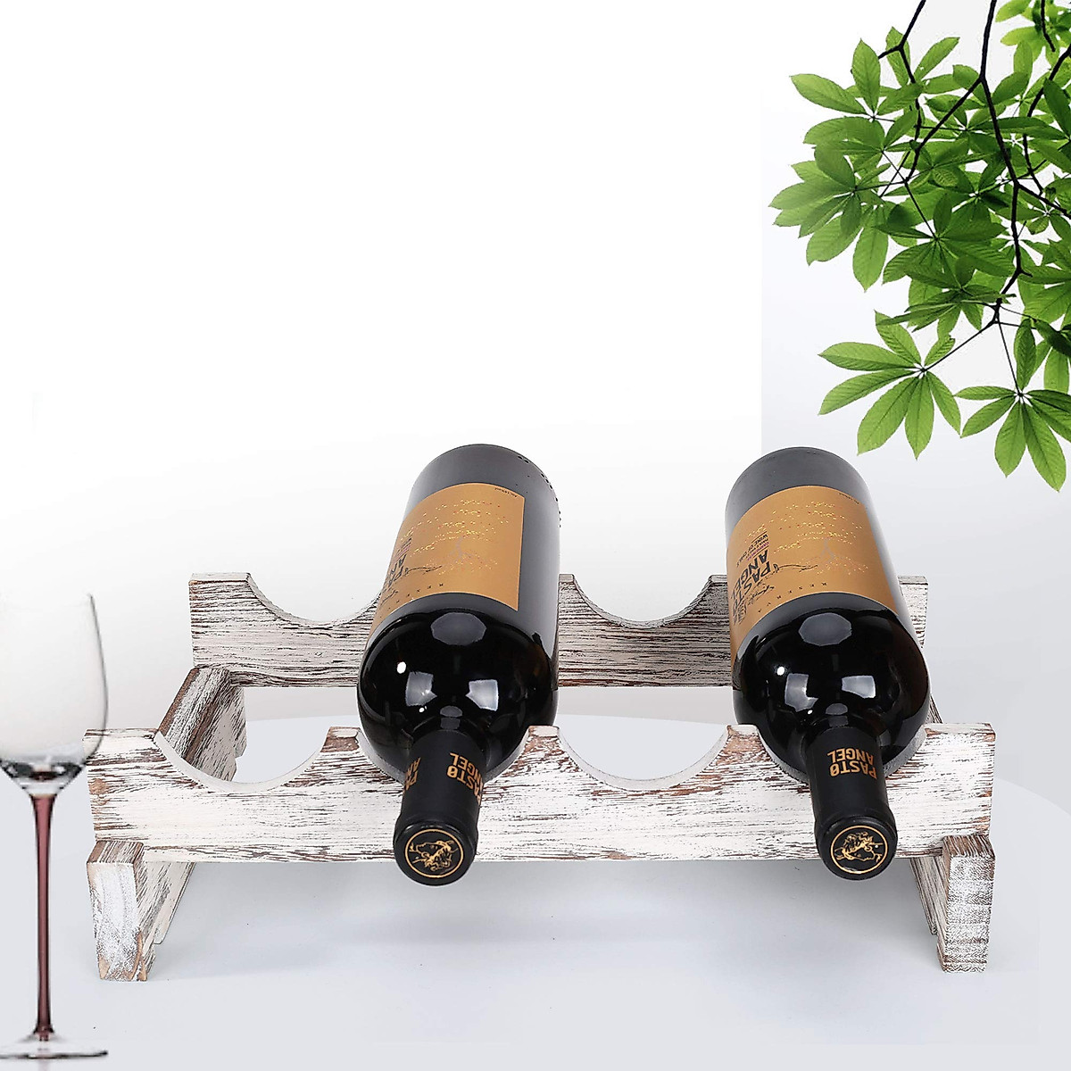 CuffUp Wine Rack, Wine Bottle Holder for Countertop, Rustic Farmhouse Wine Bottle Rack for Kitchen Counter