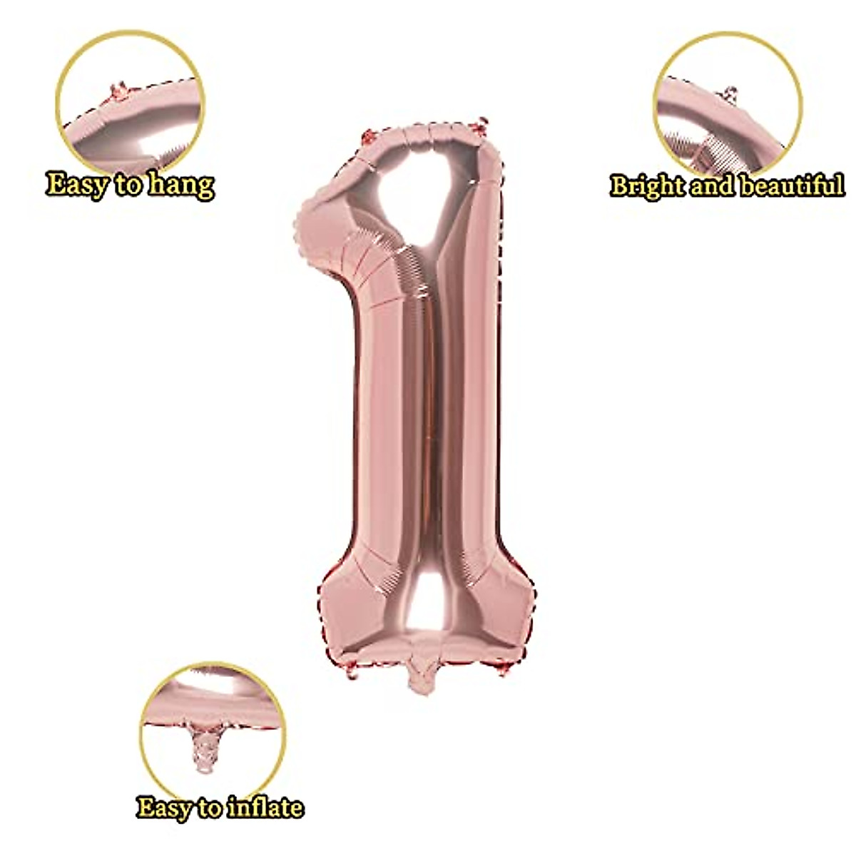 32 Inch Rose Gold Number 1 Balloons Foil Ballon Digital Birthday Party Decoration Supplies (Rose Gold Number 1 Balloon)