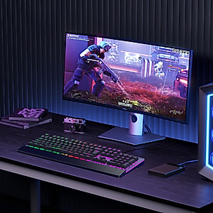 RaceGT Gaming Keyboard, Rainbow Backlit Wired Keyboard 104 Keys Full Size with Wrist Rest, Splash-Proof Design Compatible for Computer PC Laptop Xbox