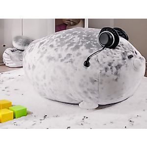 Ryttir 24 Inch Fuzzy Large Seal Stuffed Animal, Soft Stuffed Seal Toy Cuddly Bedroom Seal Plush, Funny Seal Gifts for Girls Boys