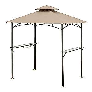 Ontheway 5FT x 8FT Double Tiered Replacement Canopy Grill BBQ Gazebo Roof Top, for Gazebo Model L-GZ238PST-11 Only
