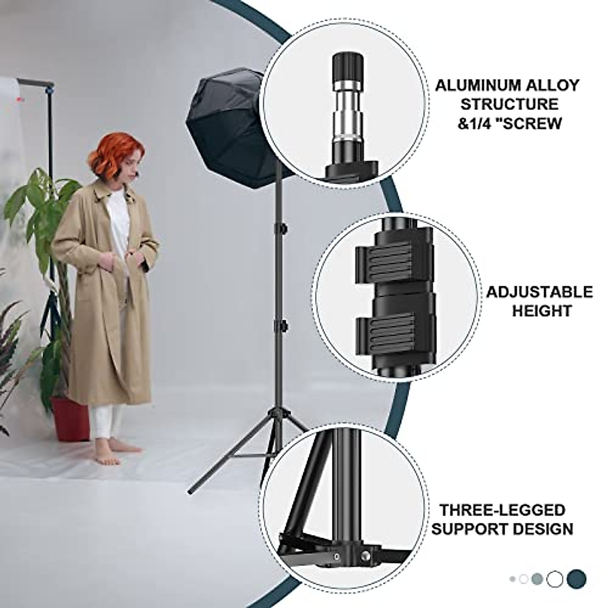 EMART 7 Ft Light Stand for Photography, Portable Photo Video Tripod Stand, Lighting Stand with Carry Case for Speedlight, Flash, Softbox, Umbrella, Strobe Light, Camera, Photographic Portrait - 2 Pack