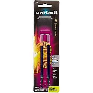 Uni-ball Signo Impact 207 Rt 65871 with 4 Packs of Refills 65874, Blue Gel Ink, 1.0mm Bold Point