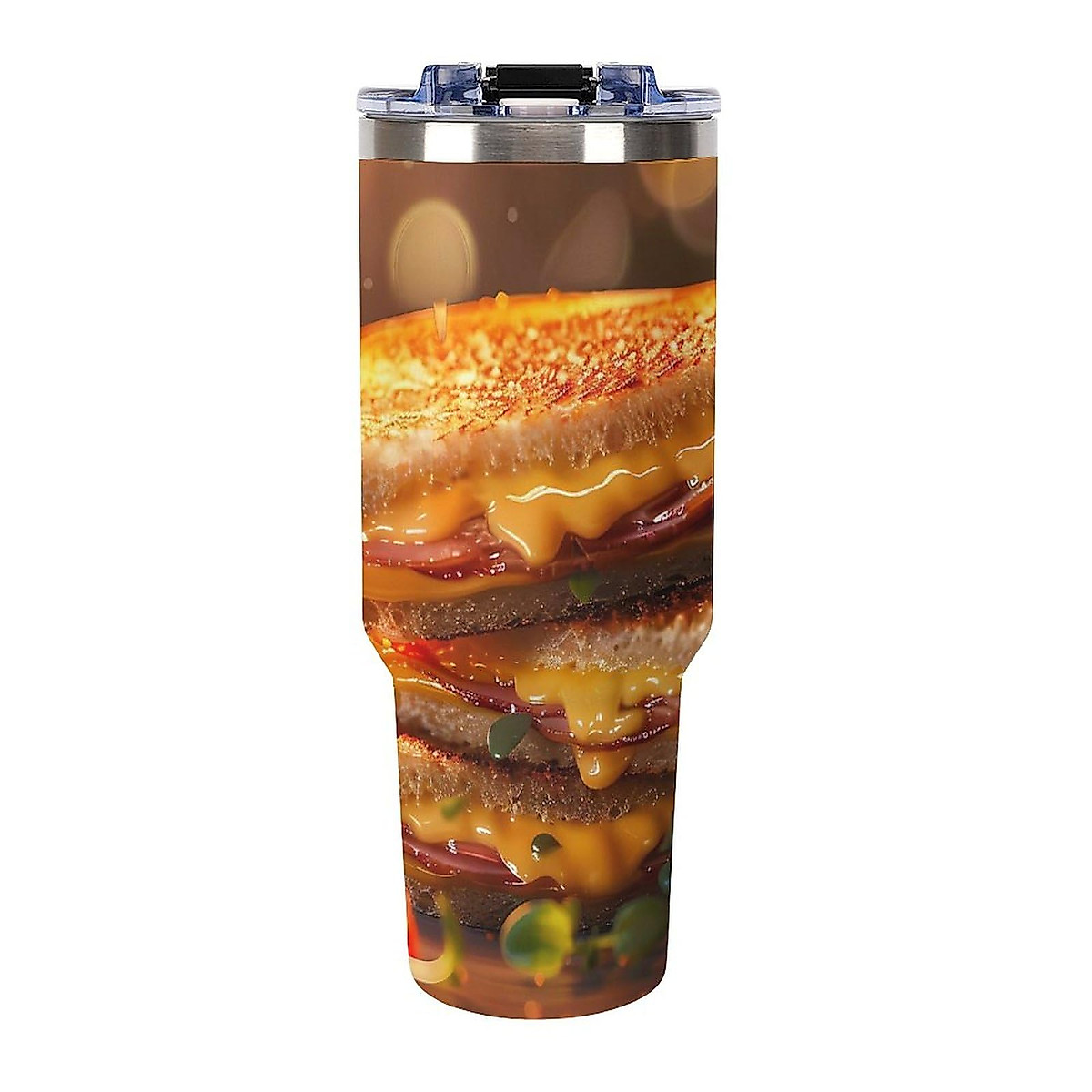 Grilled Cheese Sandwich 40 Oz Tumbler Insulated Stainless Steel Water Bottle Travel Mug Car Cup with Handle And Straw