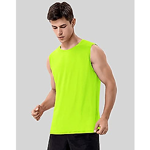 Workout Tanks Men Dry Fit Sleeveless Sport Shirts(Neon Green,M)