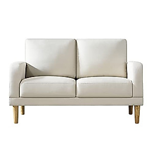 Husbedom 50"(W) Loveseat Sofa, Small Couch Sofas for Small Spaces, Living Room, Bedroom, Straight Arms,Easy,Tool-Free Assembly, Beige