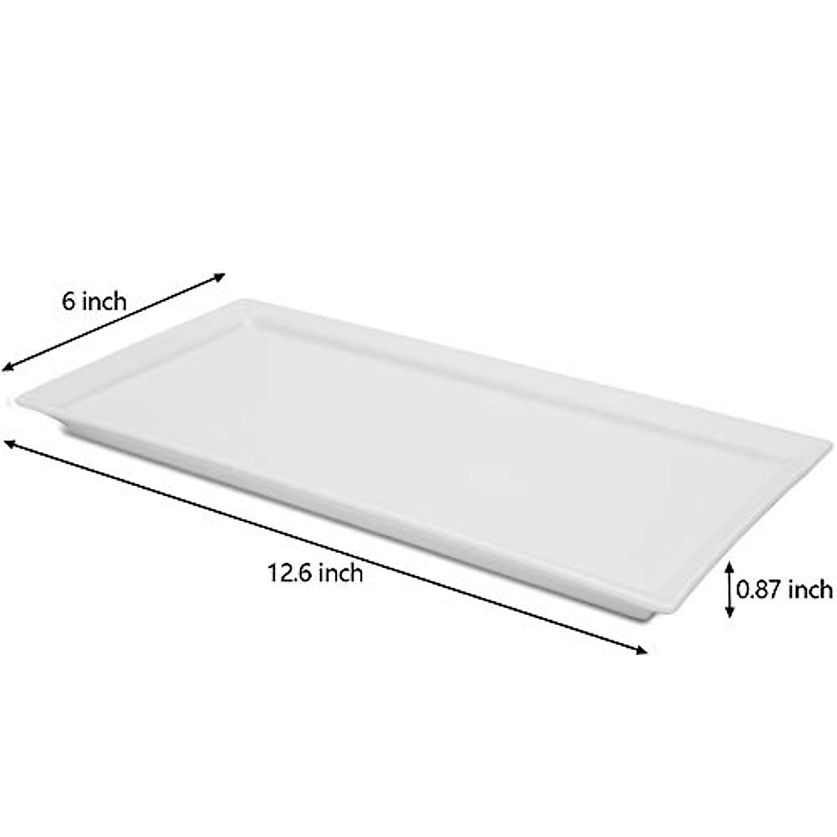 amhomel Serving platter, White Rectangular Serving Plates, Platters for Serving Food, Dessert, Sushi, Vegetable and Cake, Serving Trays for Party, Set of 4, 12.6 Inch