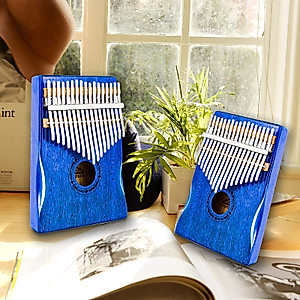 EASTROCK Kalimba Thumb Piano 17 Keys Portable Mbira Finger Piano with Waterproof Protective Case Kalimba Gifts for Kids Adults Beginners Professional (Blue Mahogany Hand Rest)