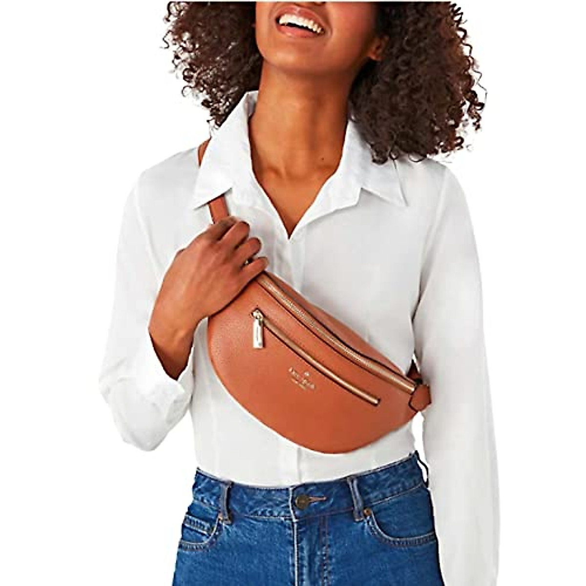 Kate Spade New York Leila Leather Belt Bag Fanny Pack in Warm Gingerbread