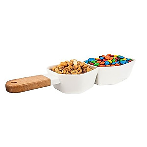 Machika Two-Compartment Snack Dish Pistachio Bowl | Divided Serving Tray | Chip Dip Bowl| Ideal to Serve Candies, Nachos, Popcorn and More | 14.33 x 4.29 x 2.13 in |