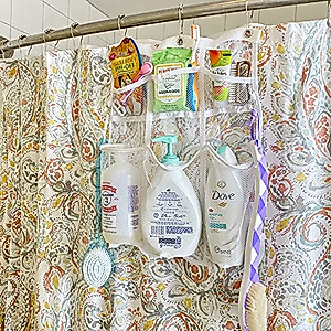 Evelots Mesh Shower Caddy-6 Pockets-Hook for Brush-Holes for Bottle-Dry Fast