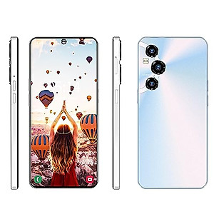 VSMOX S30Ultra Mobile Phones Sim Free Unlocked, Android 13 Cheap Phone, 8000mAh, 108MP 50MP, 6.53in HD Screen, 5G Dual SIM Smartphones, Face ID, 10W Charger,White-8GB~256GB