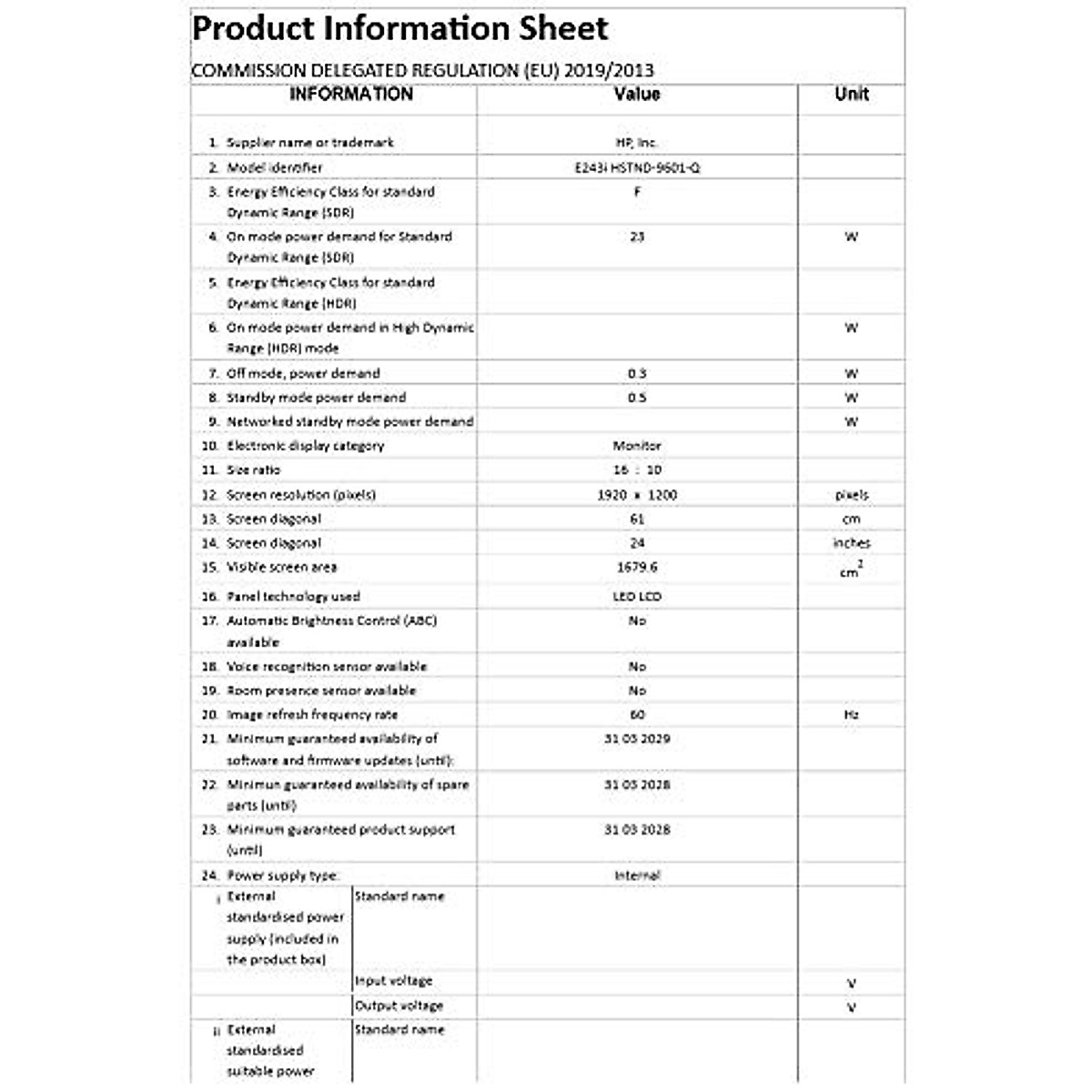 HP EliteDisplay E243i LED Display 61 cm (24") WUXGA Flat Black,Silver