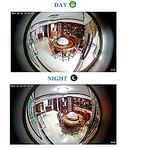 REVODATA 5MP POE Mini IP Fisheye Camera,Fisheye 1.44mm Lens (175° FOV) Wide Angle Small Indoor Security Camera, P2P CCTV Video Camera poe IP H.265 Motion Detection/APP (I706-4-P-HS)