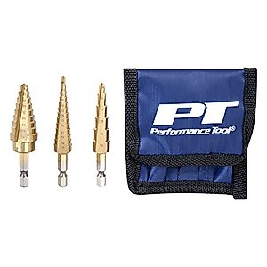 Performance Tool W9003 3-Piece Step Drill Set