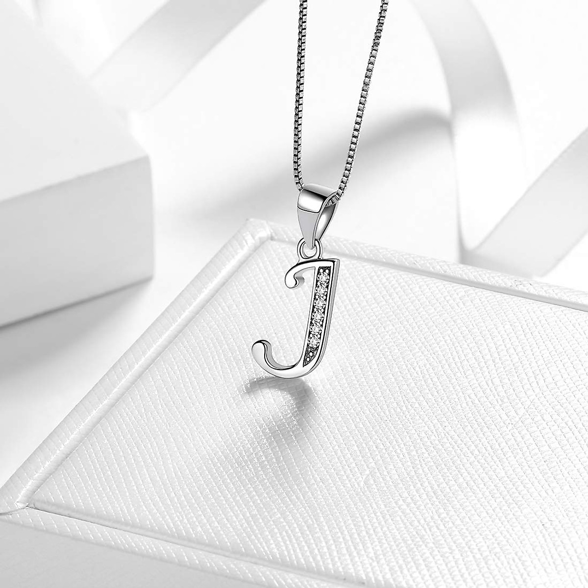 Aurora Tears Letter J Necklace Initial 925 Sterling Silver Alphabet Pendant Crystal Name Gift Women Cubic Zirconia Jewelry DP0045J