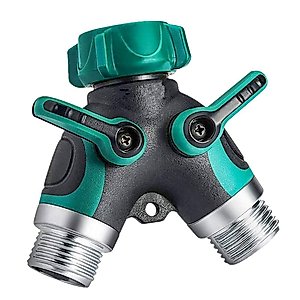 Hose Splitter 2 Way Heavy Duty, Garden Hose Splitter, Water Hose Splitter,Y Connector Garden Hose Adapter, Hose Y Splitter 2 Valves with 2 Extra Rubber Washers