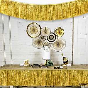 KatchOn, Pack of 2 Gold Fringe Banner - 6.5 Feet | Gold Fringe Garland, Golden Birthday Party Decorations, Gold Streamers Party Decorations | Happy New Year Backdrop, New Years Eve Party Supplies 2025