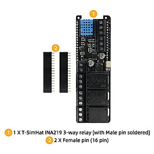 LILYGO T-SimHat Expansion Board with CAN RS485 3-Way Relay DHT11 INA219 QMI8658 Compatible with T-SIM7000G TTGO Development Board (Pin Solder Version)