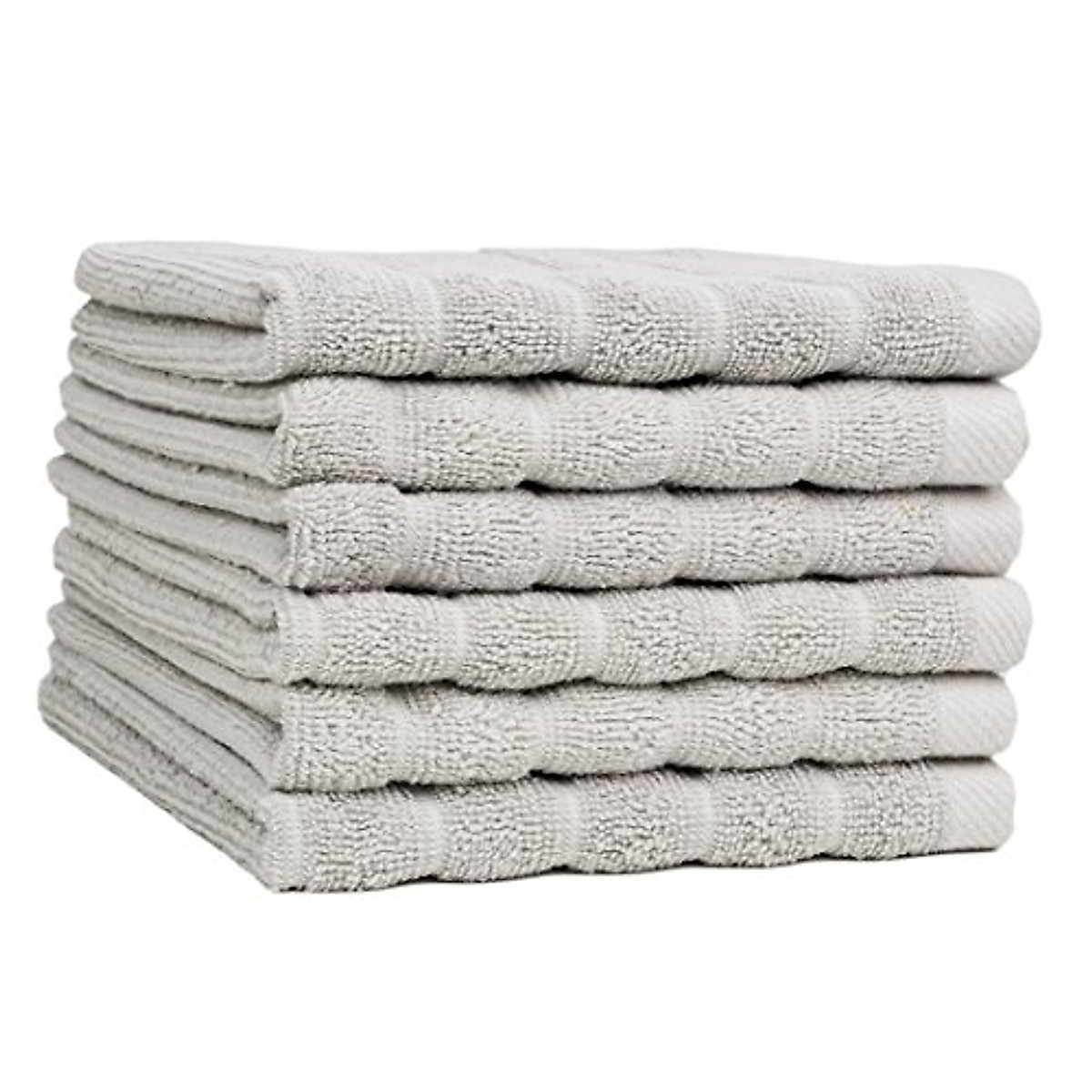 6 Pack Luxurious Soft Hotel &Spa Quality 100% Cotton Washcloth Face Towels Set for Bath, 12"x12" inch(Grey)