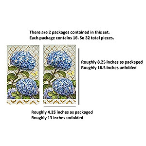 Floral Hand Towels Sets: Quality Disposable Paper Hand Towels Featuring Beautiful Flower Themes - 32 Total Floral Paper Guest Towels Per Set (Blue Heirloom)