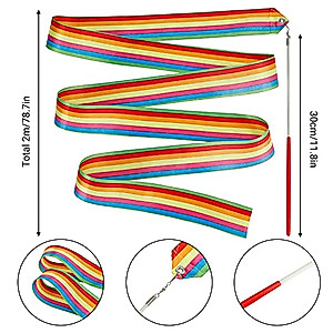 YGEOMER 12pcs Dance Ribbons, Gymnastics Ribbon for Twirling, Artistic Dancing, Gymnastics, Kids Talent Shows