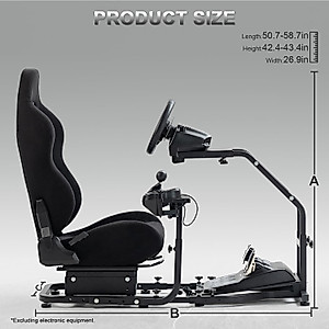 Hottoby Racing Simulaor Cockpit Aluminum Profile Truck Simulator with BlackSeat Fit for Logitech/Thrustmaster/Fanatec/Moza G920,G923 F1 Professional&Expandability,No Handbrake,Pedals,Steering Wheel