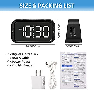 Searon Alarm Clock for Bedroom - Digital Desk Clock for Kids Dimmable LED Display, Dual Loud Alarms, Programmable Snooze, 12/24H, DC 5V/1A USB Port Charger - 5.6 x 2 x 2.8 Inches