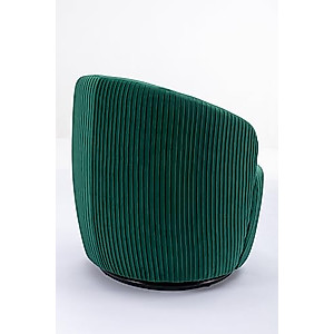 INMOZATA Swivel Chair,Velvet Fabric Barrel Chair for Small Space,Modern Accent Chairs for Living Room,Green
