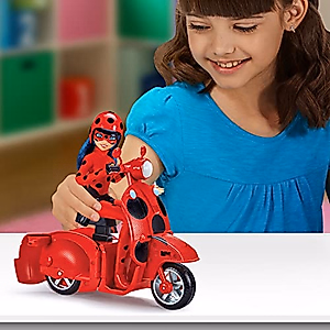 Miraculous Switch N Go Scooter with Exclusive 10.5” Ladybug Lucky Charms Fashion Doll and Accessories