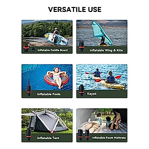 TOPUMP 7800mAh Rechargable SUP Air Pump TPS300,20PSI Electric Paddle Board Pump with Auto-Off Feature, Dual Stage Inflation & Deflation, AC/DC Battery for SUP, Inflatable Tent, Boat, Kayak