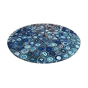 54 x 54 Inches Black Agate Stone Resin Art Living Room Table with Luxurious Look Round Shape Marble Dining Table Top