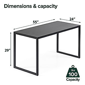 ZINUS Jennifer 55 Inch Black Frame Desk / Computer Workstation / Office Desk / Easy Assembly, Deep Espresso