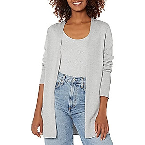 Amazon Essentials Women's Lightweight Open-Front Cardigan Sweater (Available in Plus Size), Light Grey Heather, X-Large